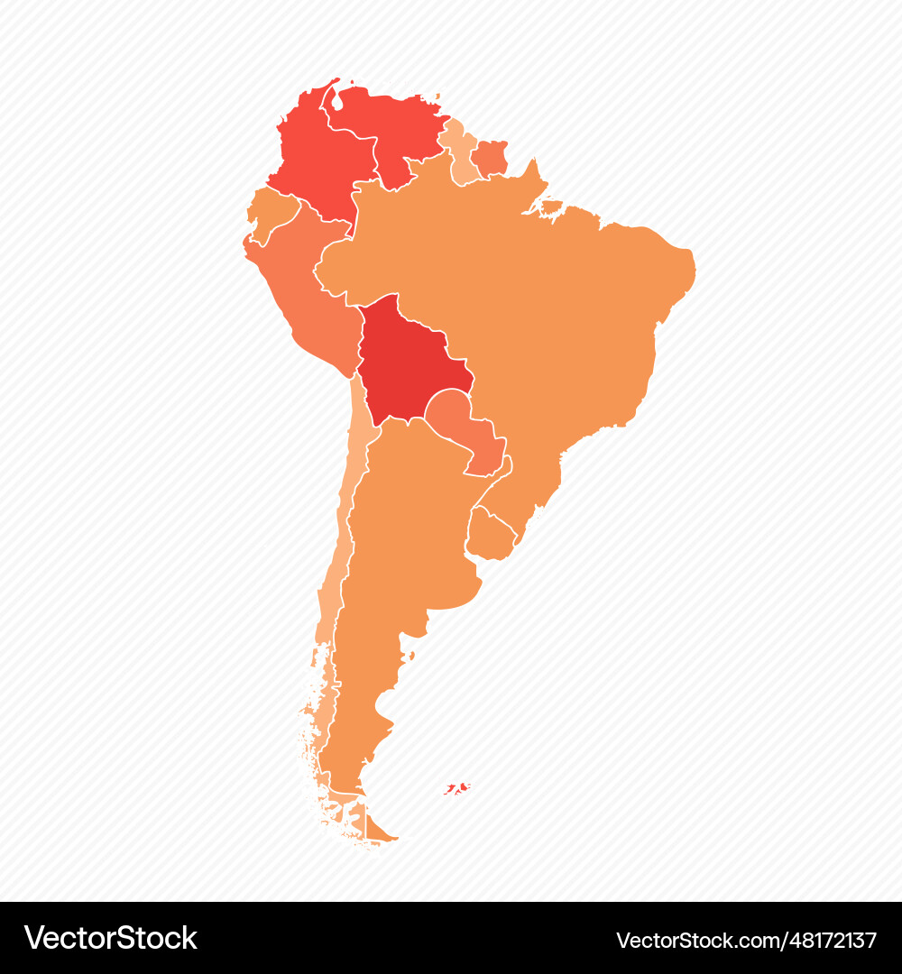 Colorful south america divided map Royalty Free Vector Image