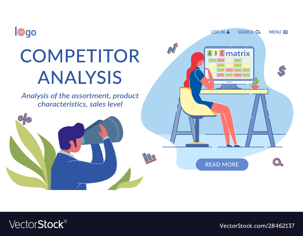 Competitor analysis flat landing page template Vector Image