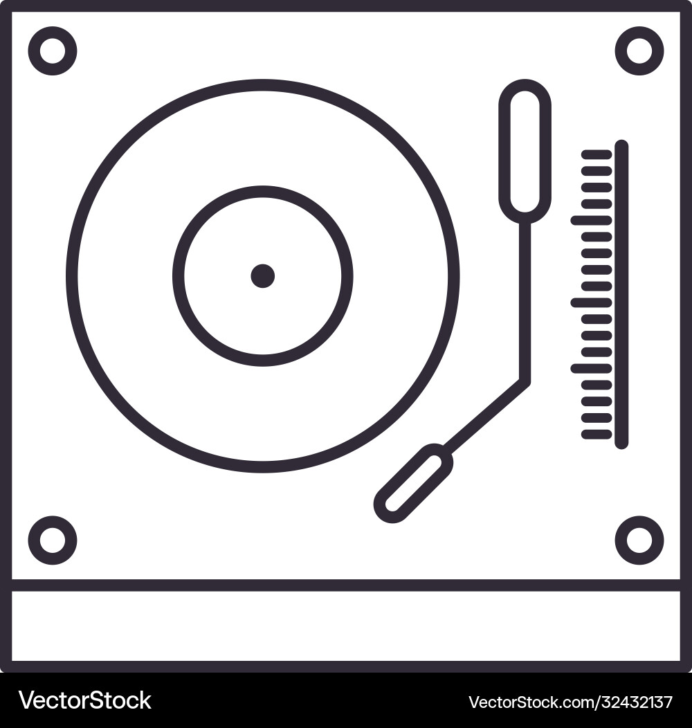 Dj turntable line style icon design Royalty Free Vector