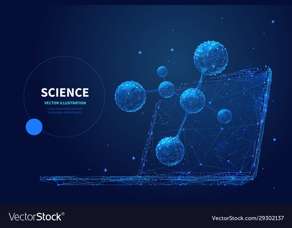 High tech science low poly wireframe banner Vector Image