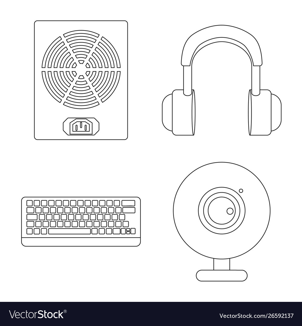 Isolated object pc and component logo set Vector Image