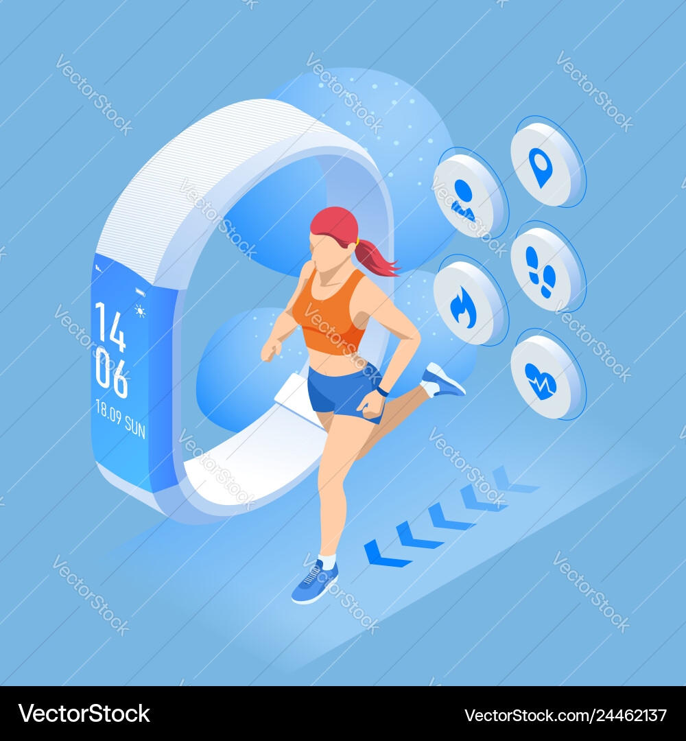 Isometric fitness bracelet or tracker Royalty Free Vector