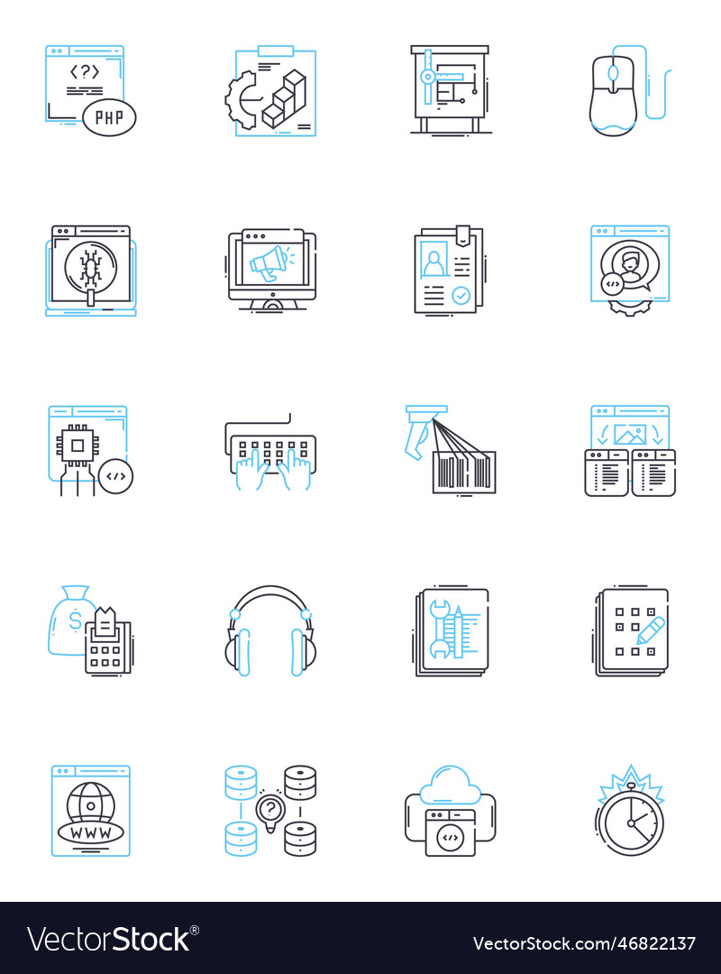 Machine linear icons set automation robotics Vector Image