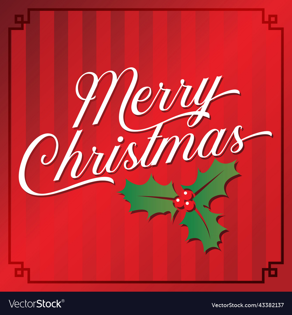 Merry christmas message script lettering Vector Image