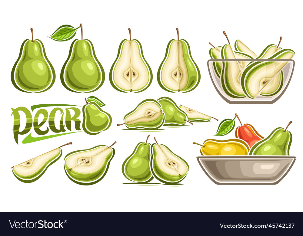 Pear set Royalty Free Vector Image - VectorStock