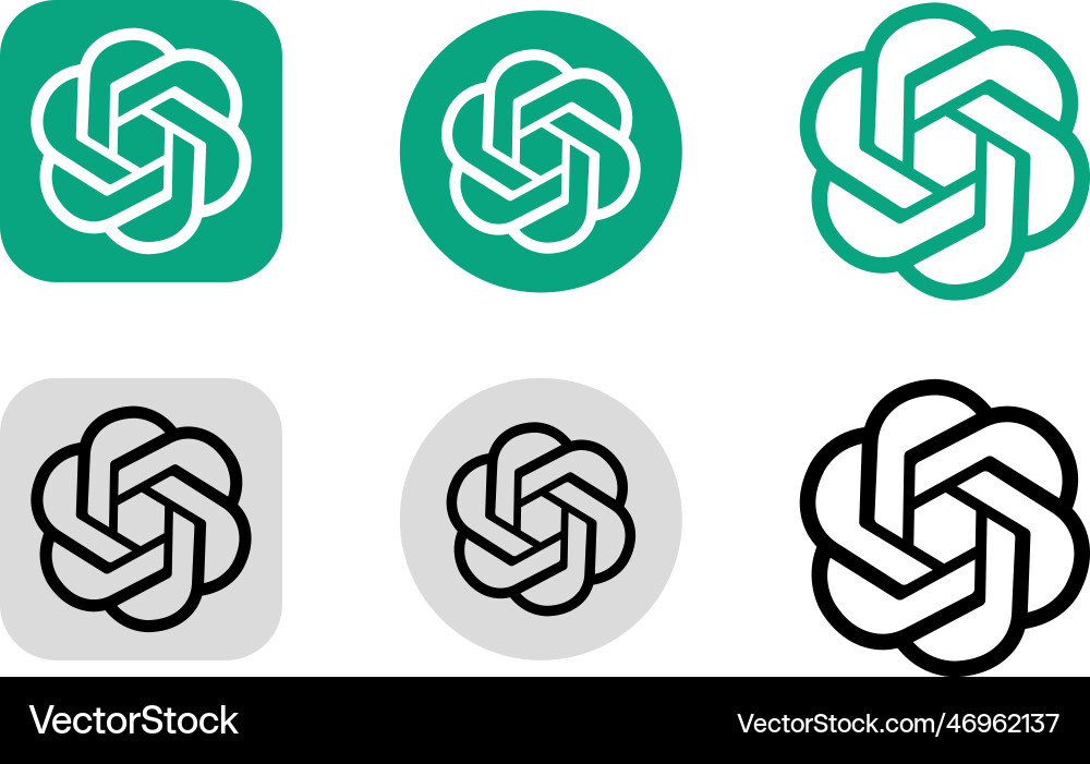 Set of chatgpt logo open ai logotype collection Vector Image