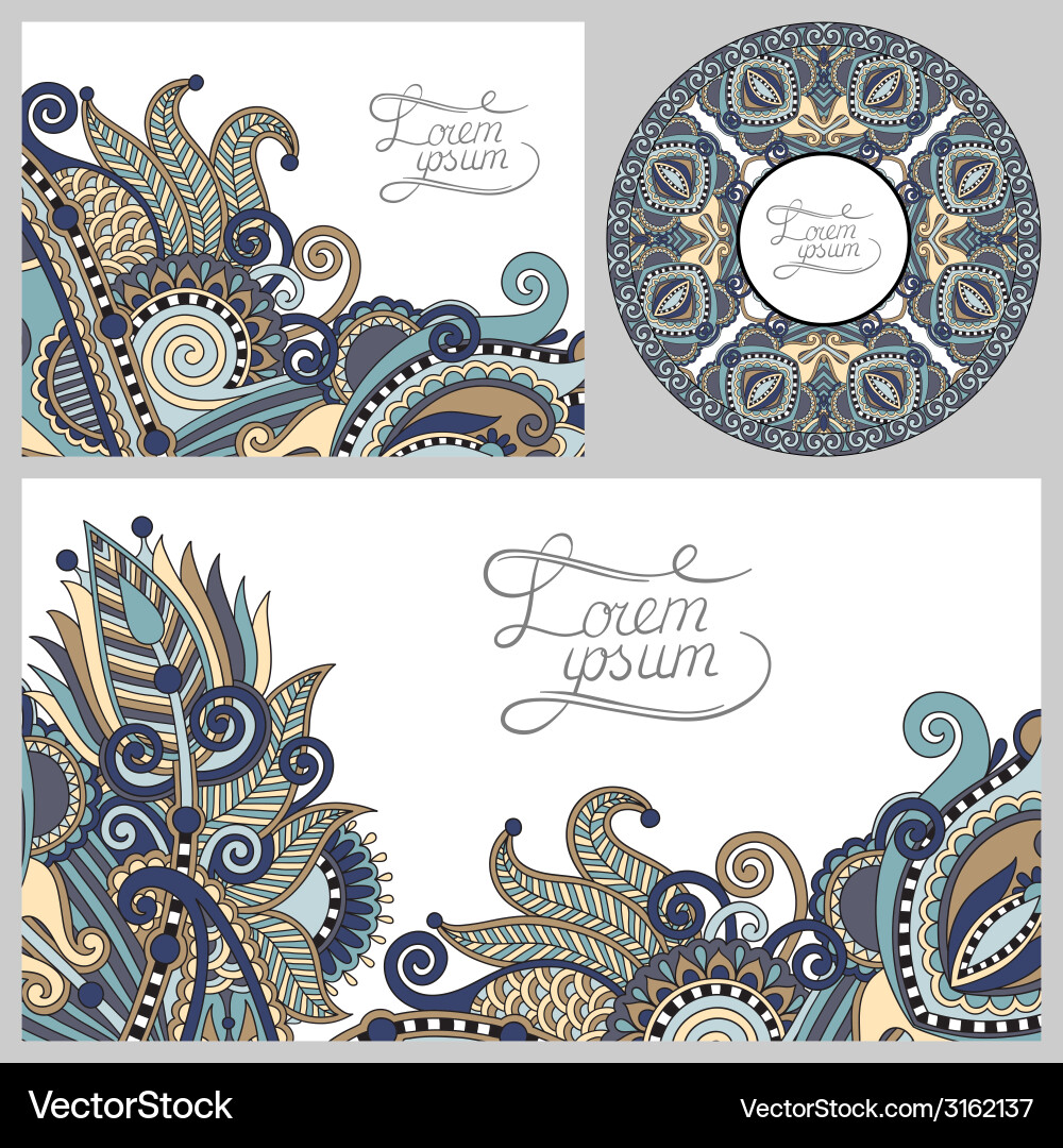 Set of floral decorative background template frame
