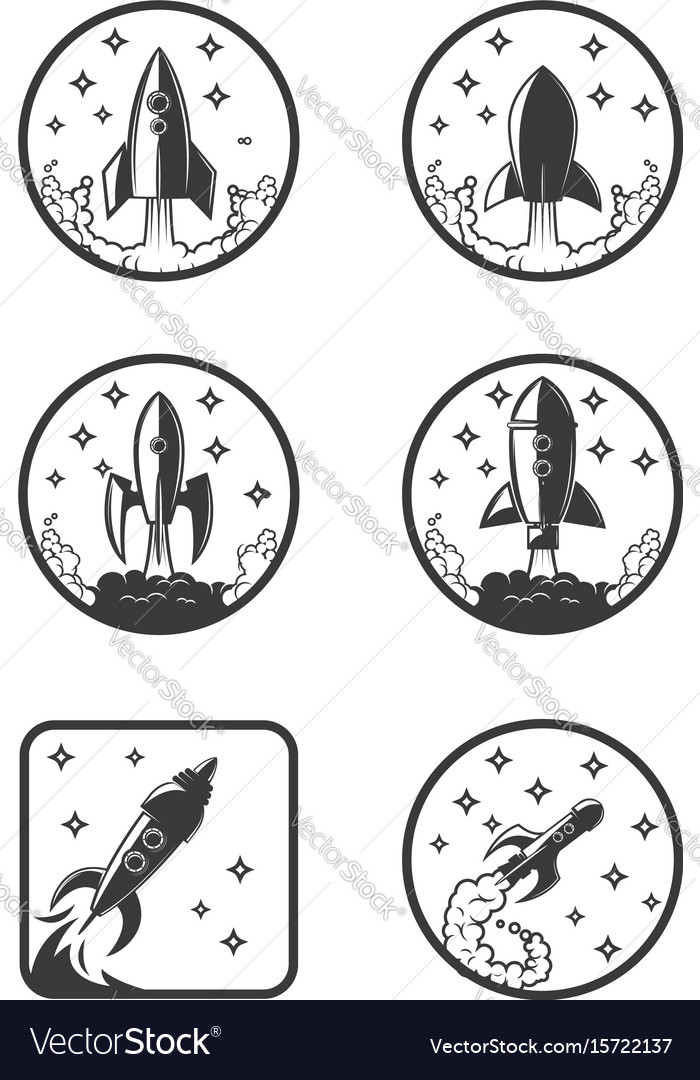Set of the rocket launch icons design elements Vector Image