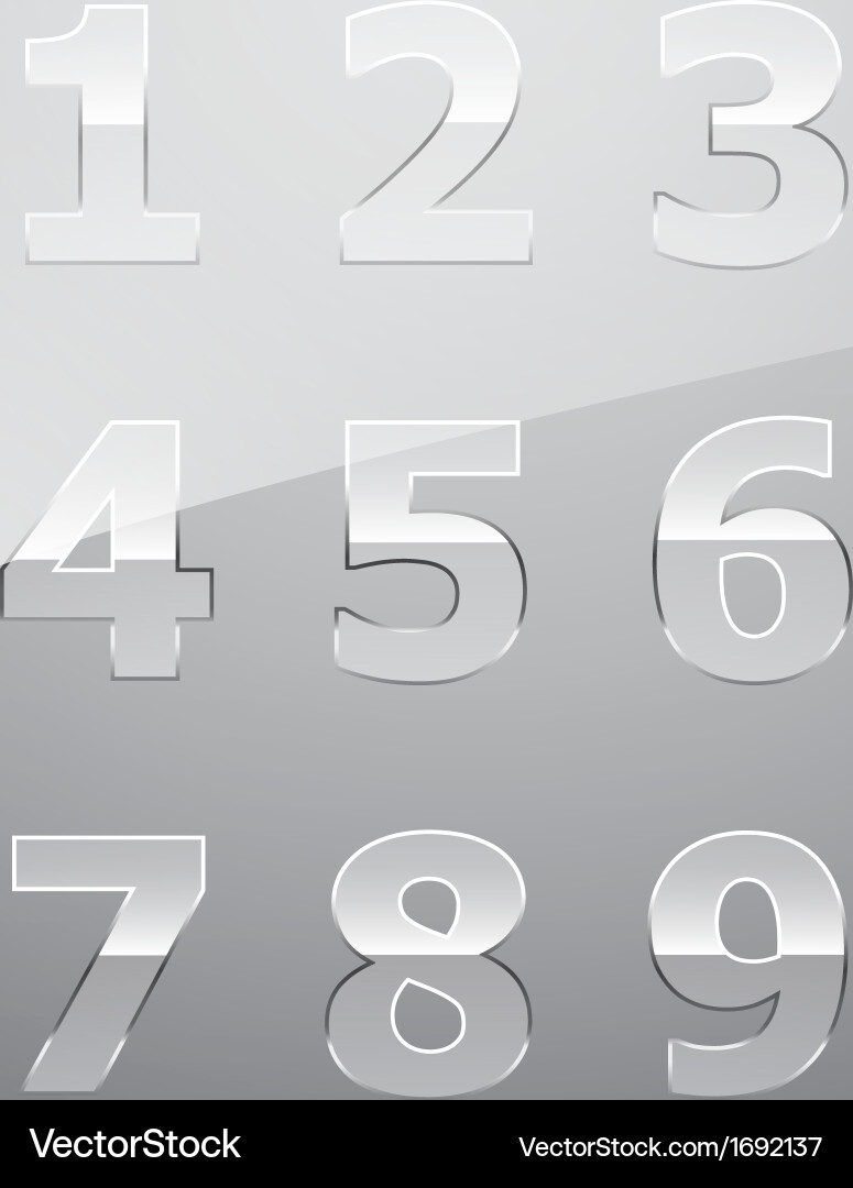 Set of transparent glass numbers Royalty Free Vector Image