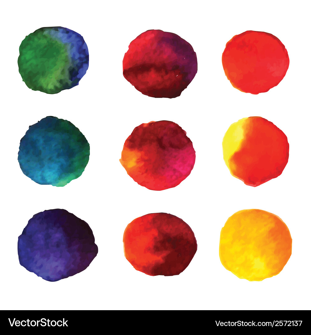 Set of watercolor hand painted gradient circles Vector Image