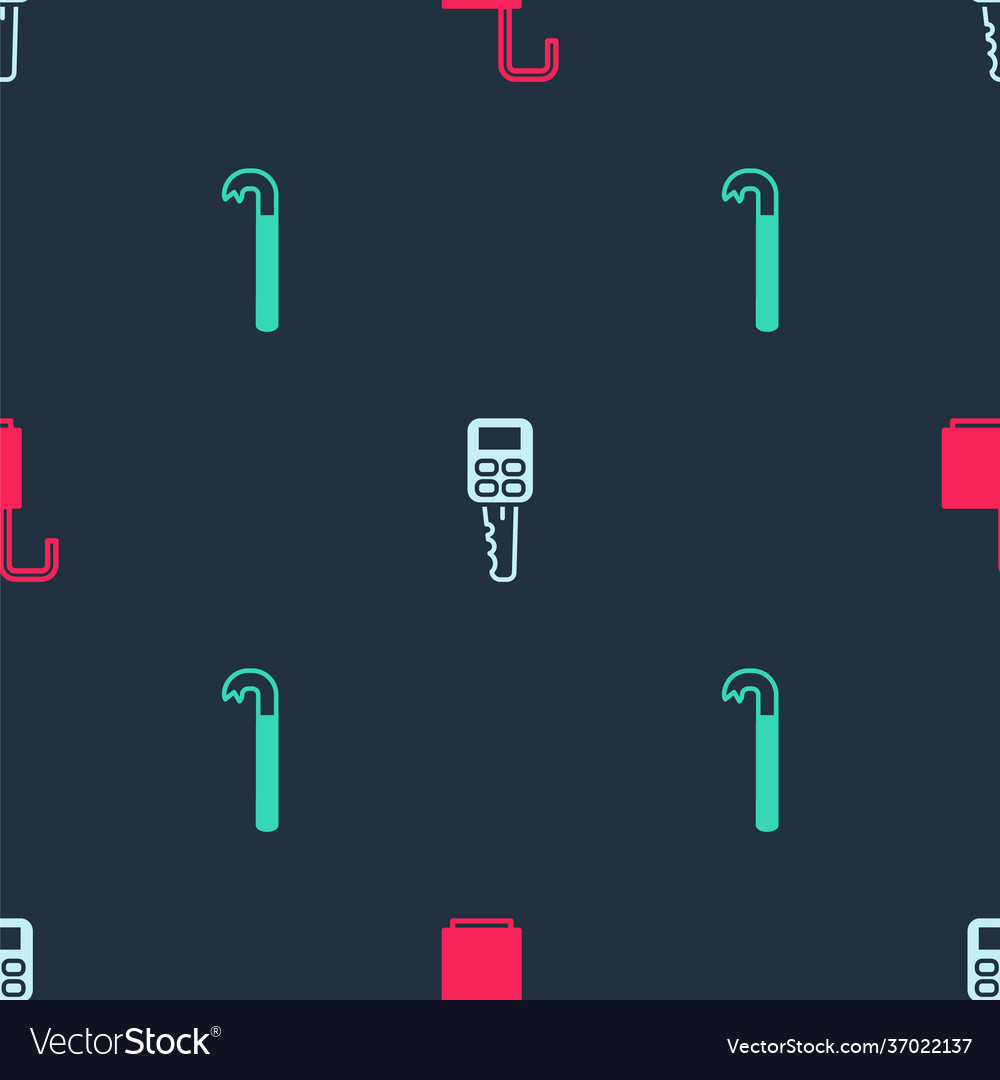 Set Open Padlock Car Key With Remote And Crowbar Vector Image