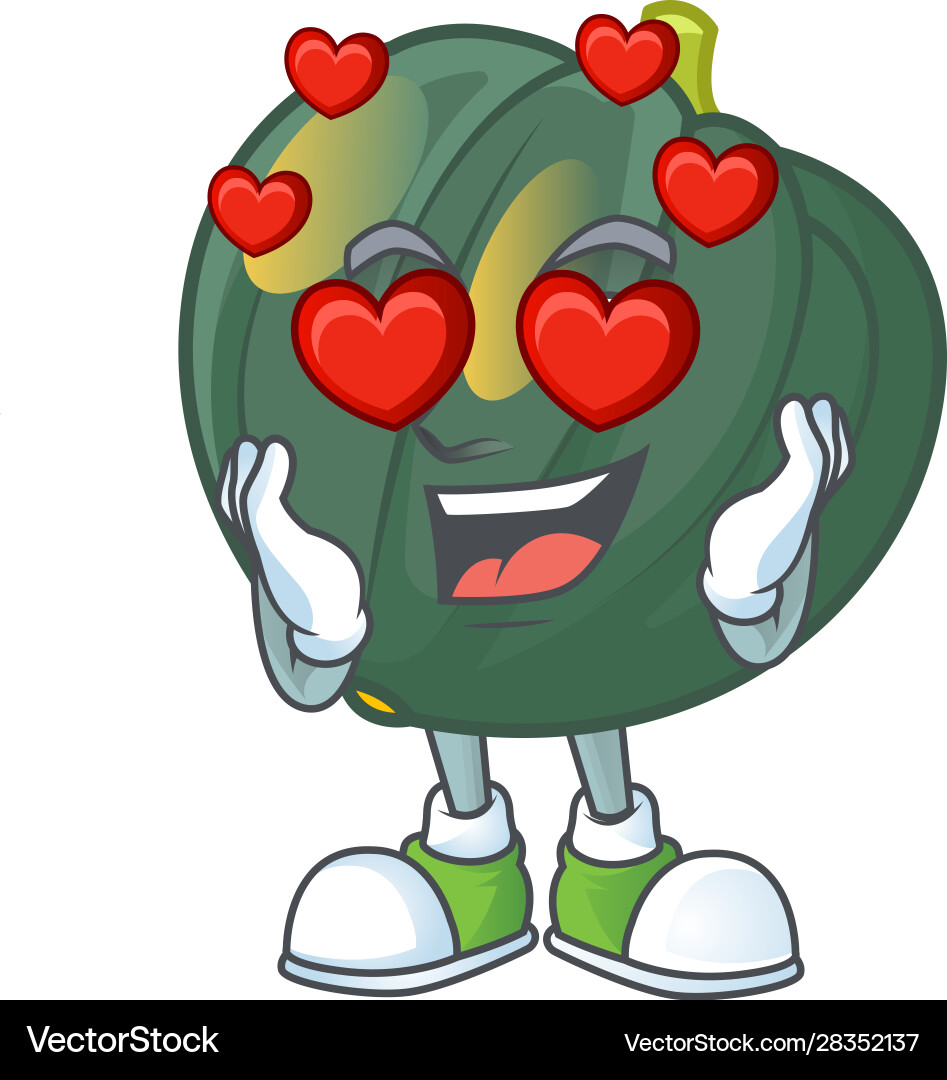 Super cute falling in love acorn squash cartoon Vector Image