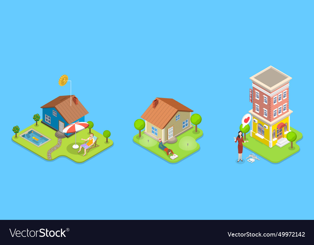 3d isometric flat of real Royalty Free Vector Image