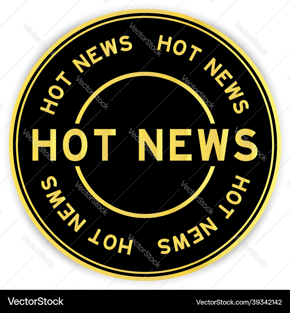 Black and gold color round label sticker Vector Image