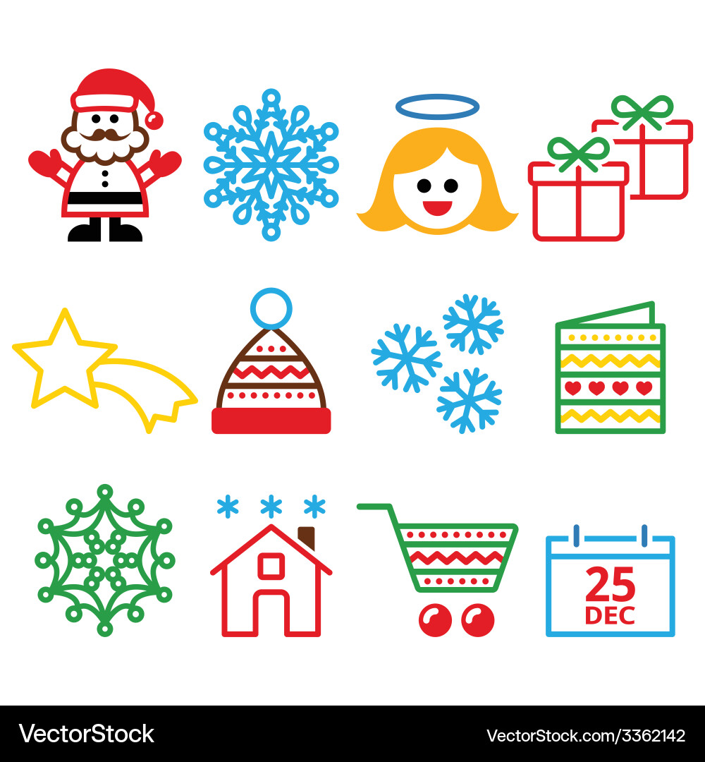 Christmas xmas celebrate icons set Royalty Free Vector Image