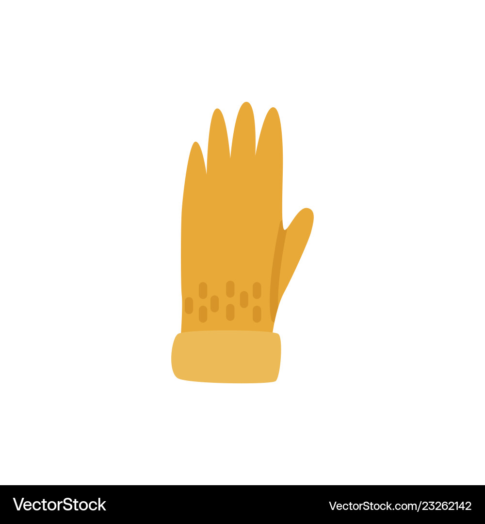 Cute yellow knitted or leather gloves Royalty Free Vector