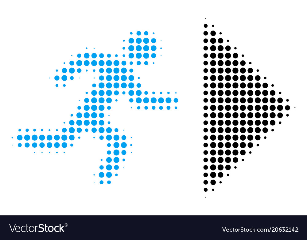 Exit direction halftone icon Royalty Free Vector Image