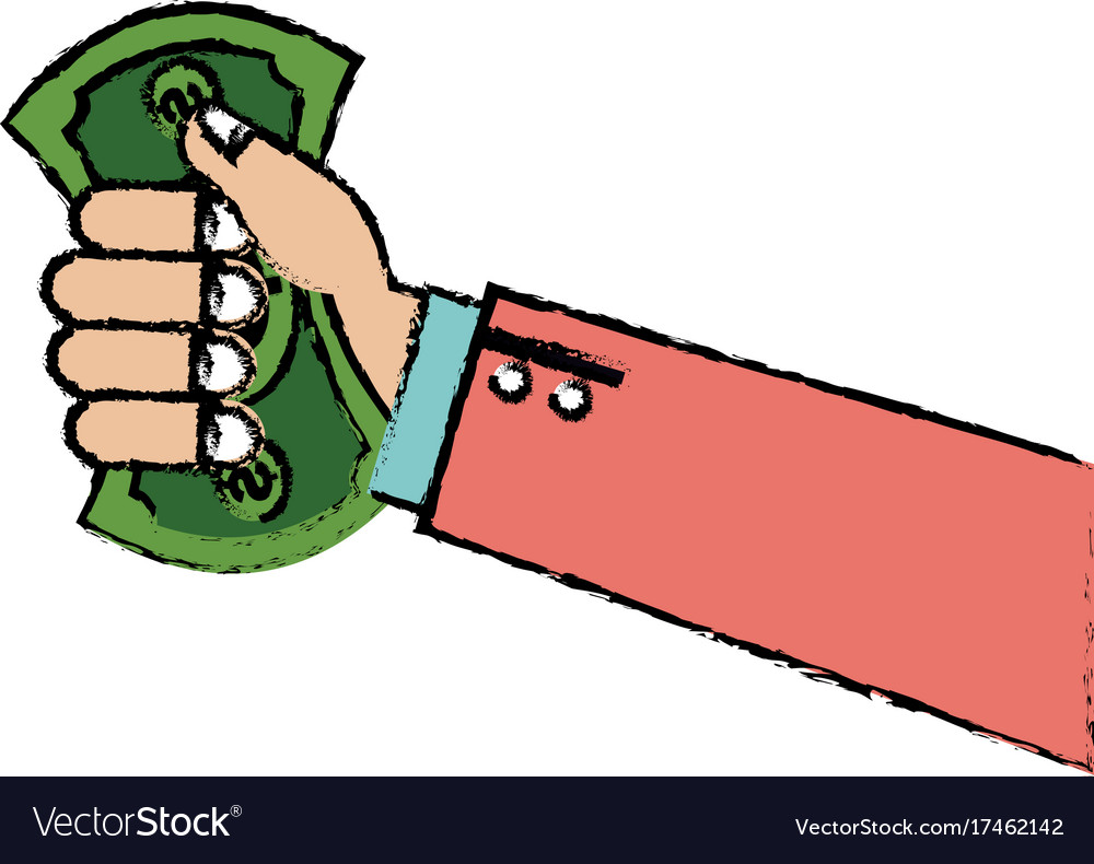 Hand human with bill Royalty Free Vector Image