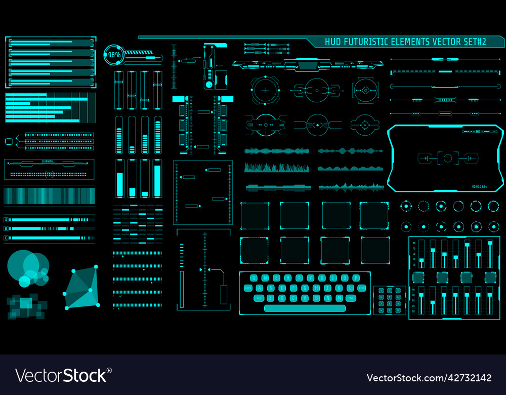 Hud ui game futuristic elements set abstract Vector Image