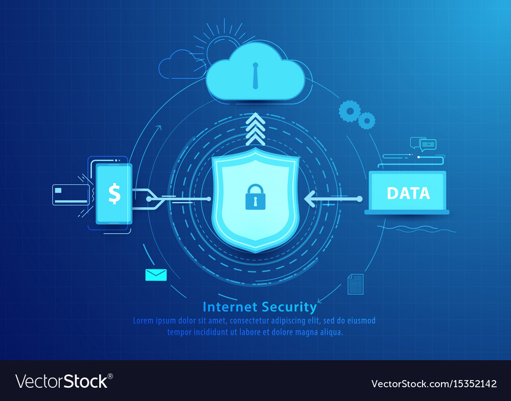 Internet security line flat style design Vector Image