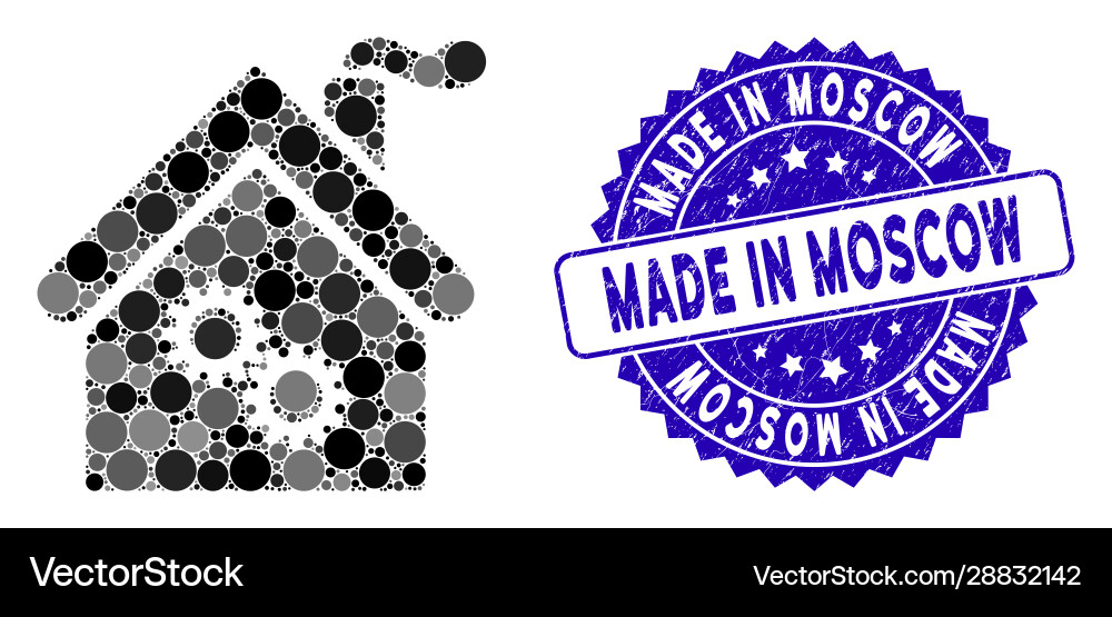 Mosaic factory building icon with scratched made Vector Image