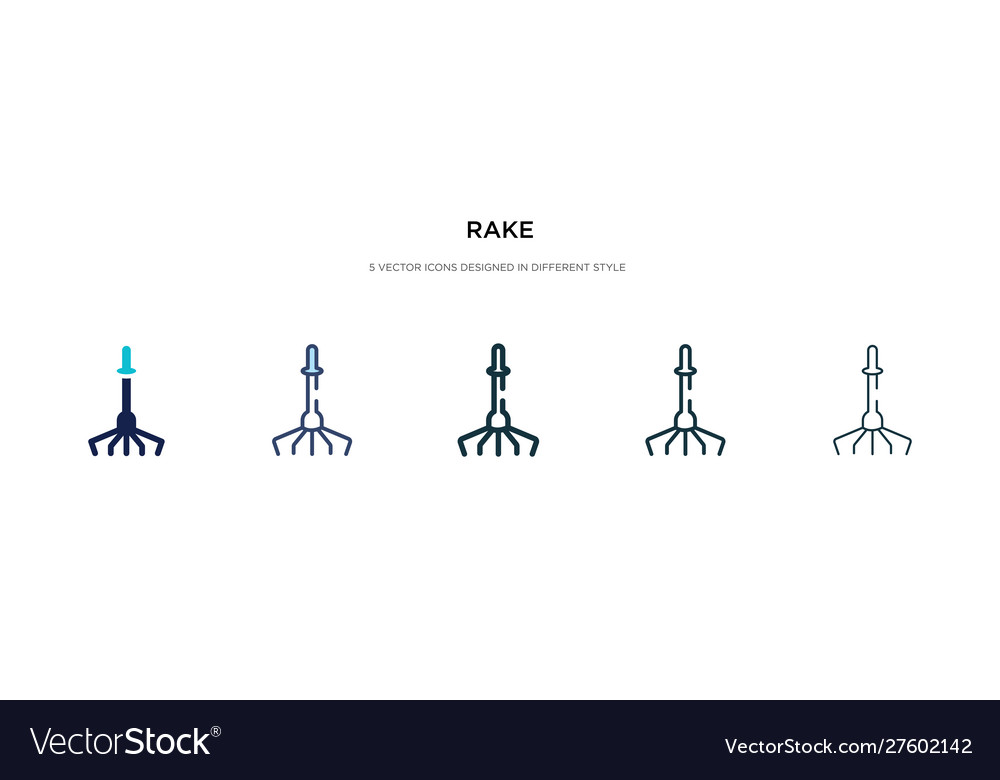 Rake icon in different style two colored Vector Image