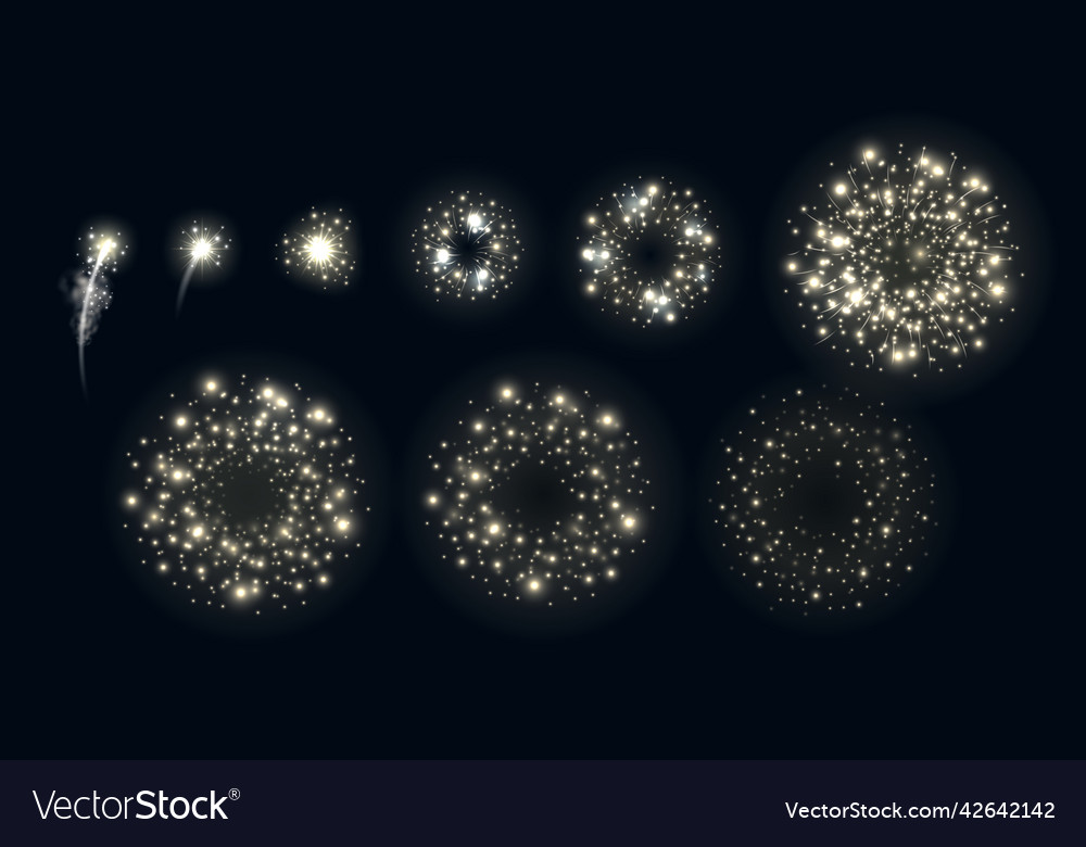 Realistic firework animation 3d frame Royalty Free Vector