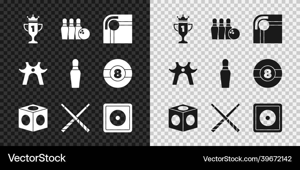 Set award cup bowling pin and ball billiard Vector Image