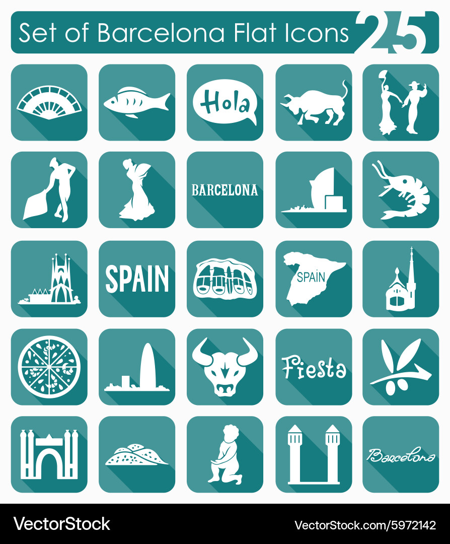 Set of barcelona icons Royalty Free Vector Image