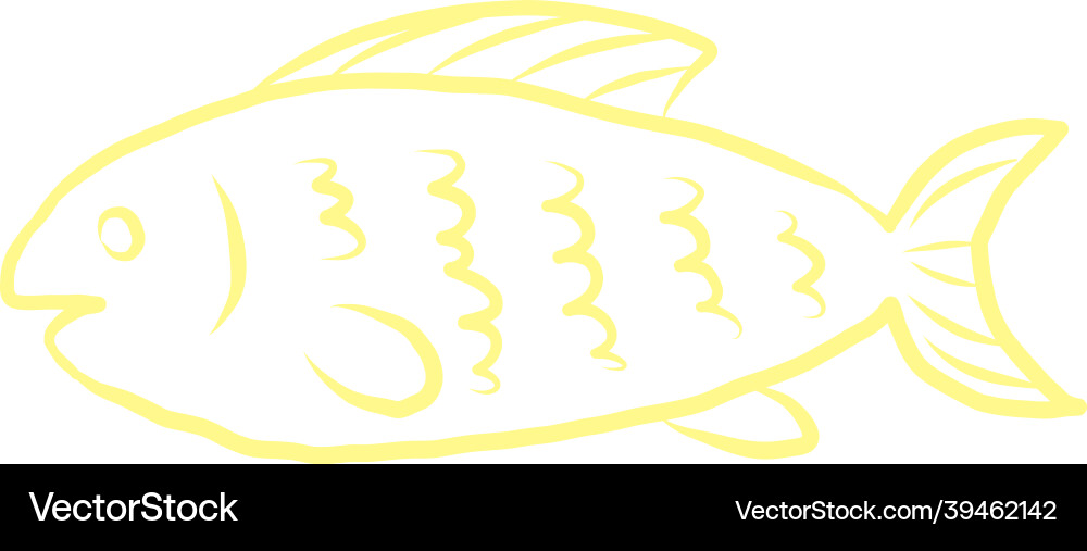 Silhouette of smiling fish doodle marine shape Vector Image