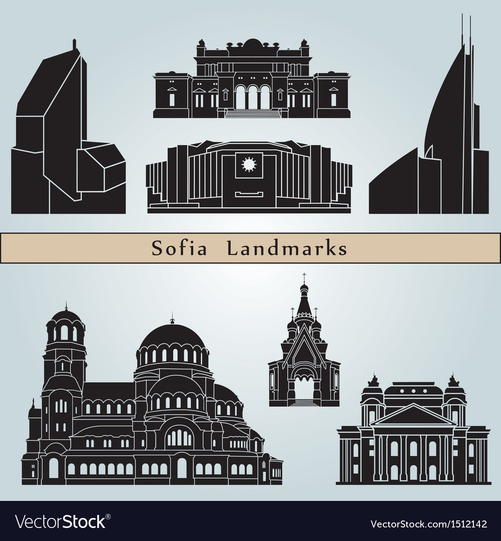 Sofia landmarks and monuments Royalty Free Vector Image