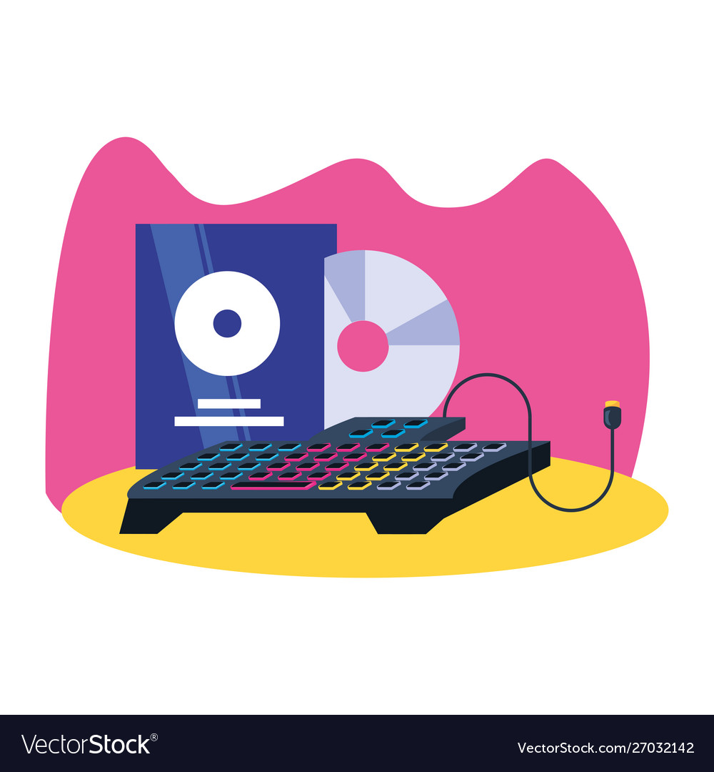 Video game compact disk with keypad Royalty Free Vector