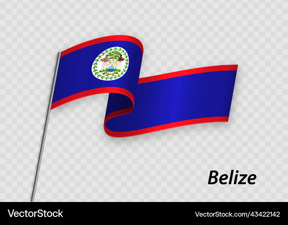 Waving flag of belize on flagpole template Vector Image