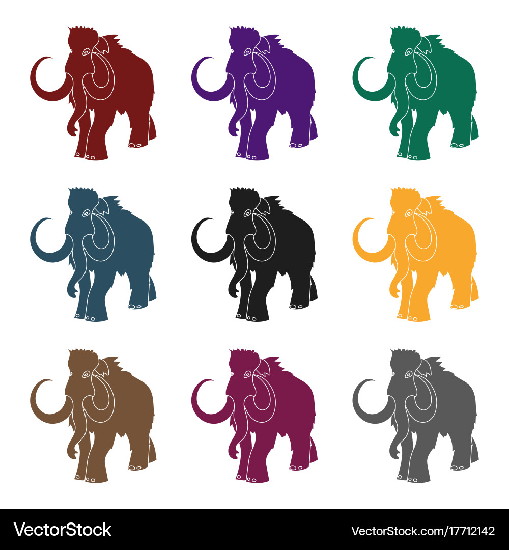 Woolly mammoth icon in black style isolated Vector Image