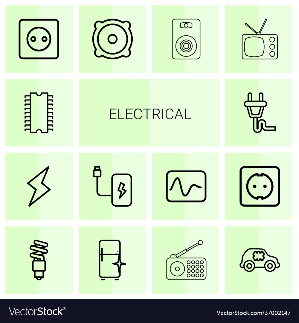 14 electrical icons Royalty Free Vector Image - VectorStock