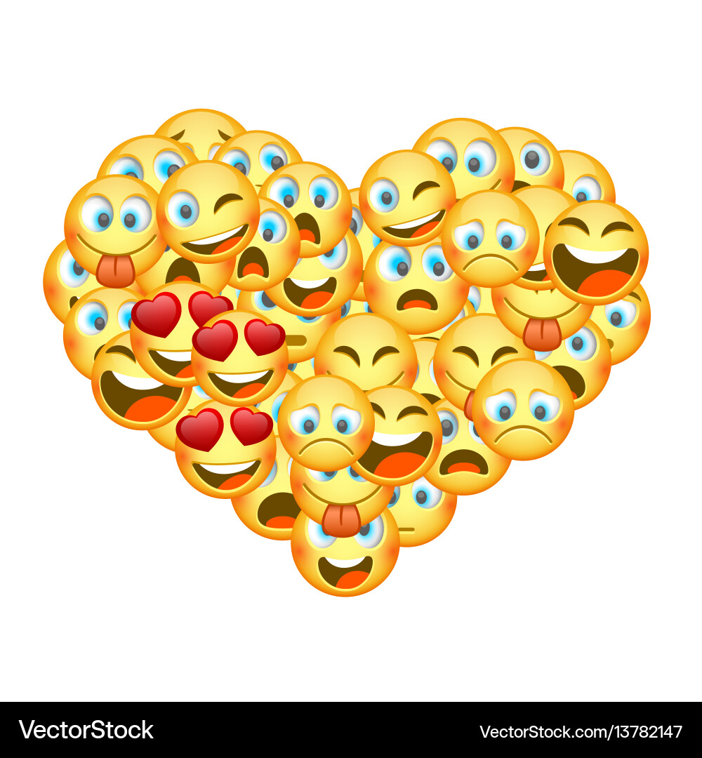 A set of emoticons shaped as heart Royalty Free Vector Image