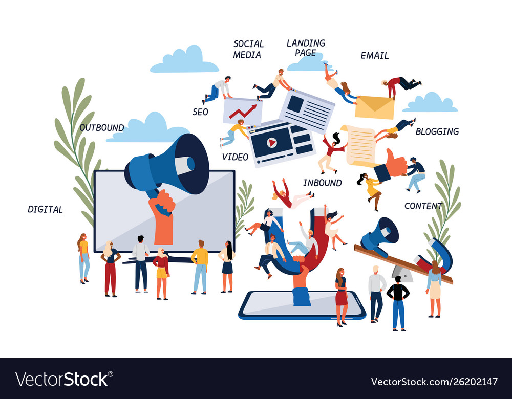 Business concept inbound and outbound digital Vector Image Business concept inbound and outbound digital Vector Image