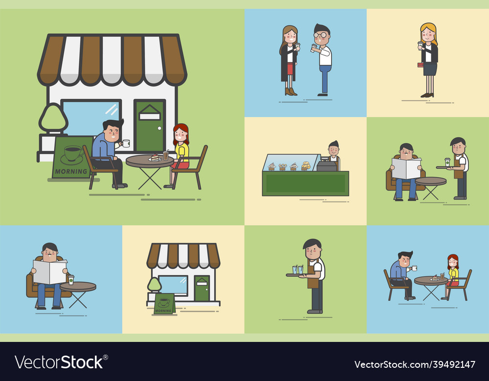 Coffee cafe set Royalty Free Vector Image - VectorStock