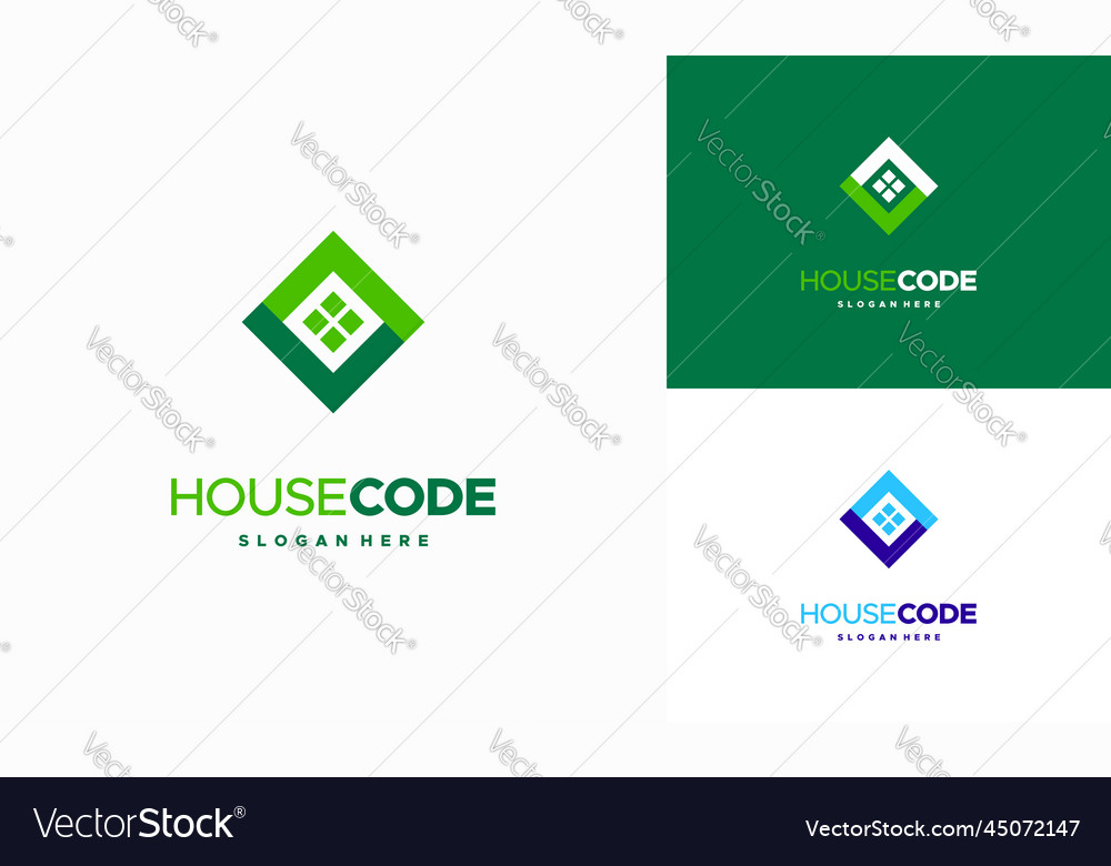 Creative code house logo designs concept Vector Image