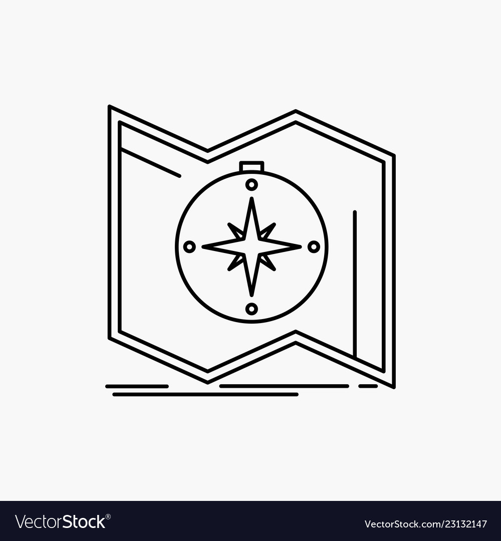 Direction explore map navigate navigation line Vector Image
