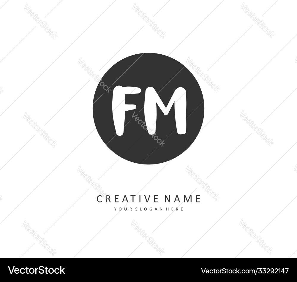 F m fm initial letter handwriting and signature Vector Image