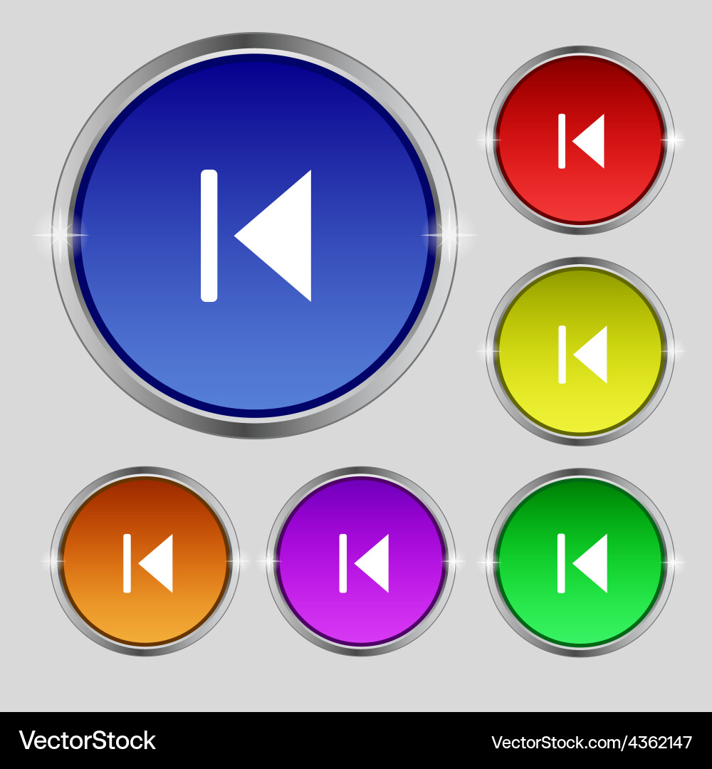 Fast backward icon sign round symbol on bright Vector Image
