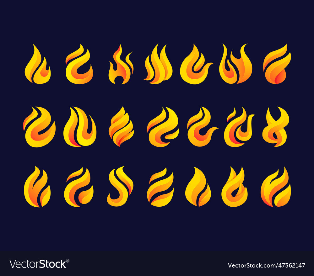 Fire logo set template design Royalty Free Vector Image