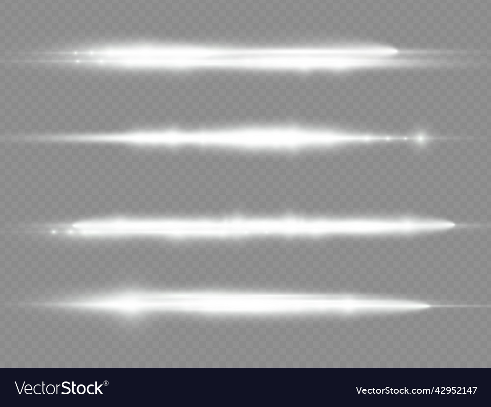 Horizontal light rays flash white line Royalty Free Vector
