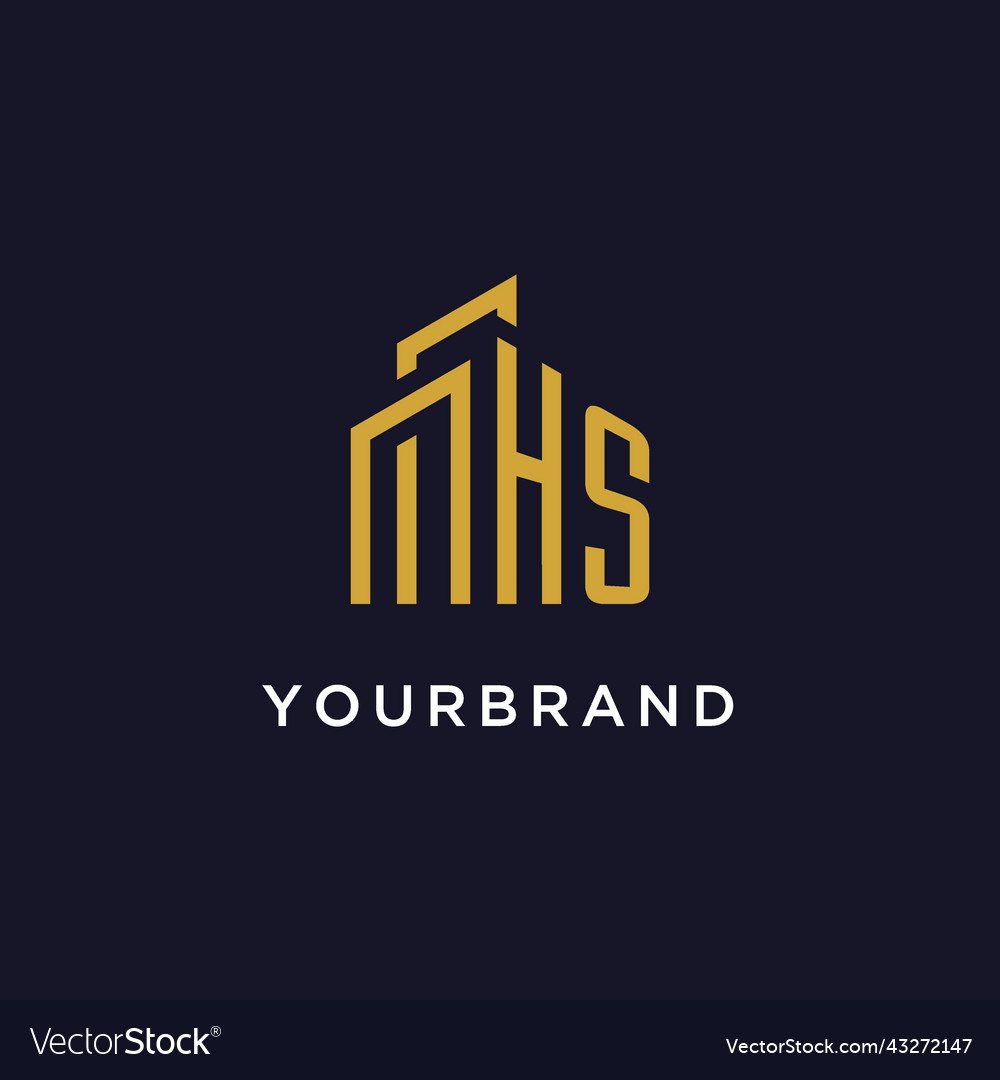 Hs initial monogram with building logo design Vector Image