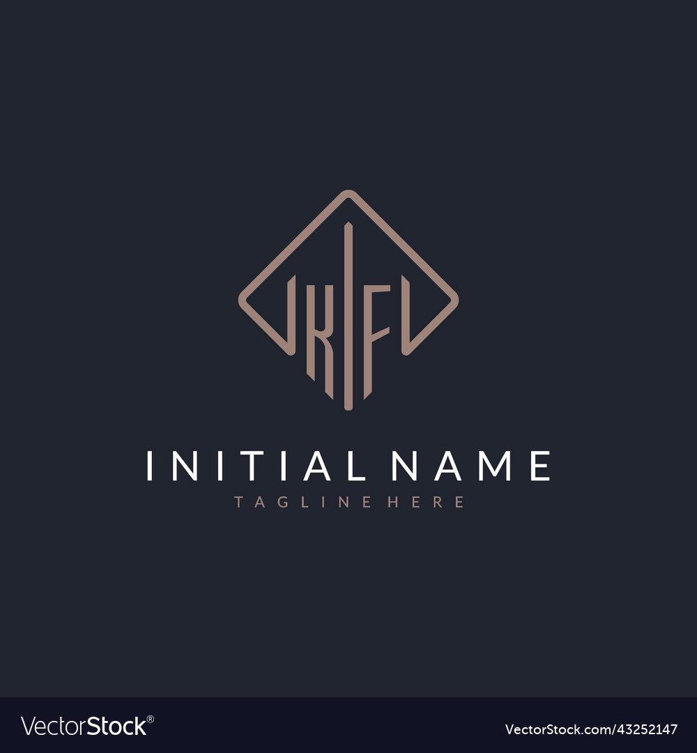 Kf initial logo with curved rectangle style design