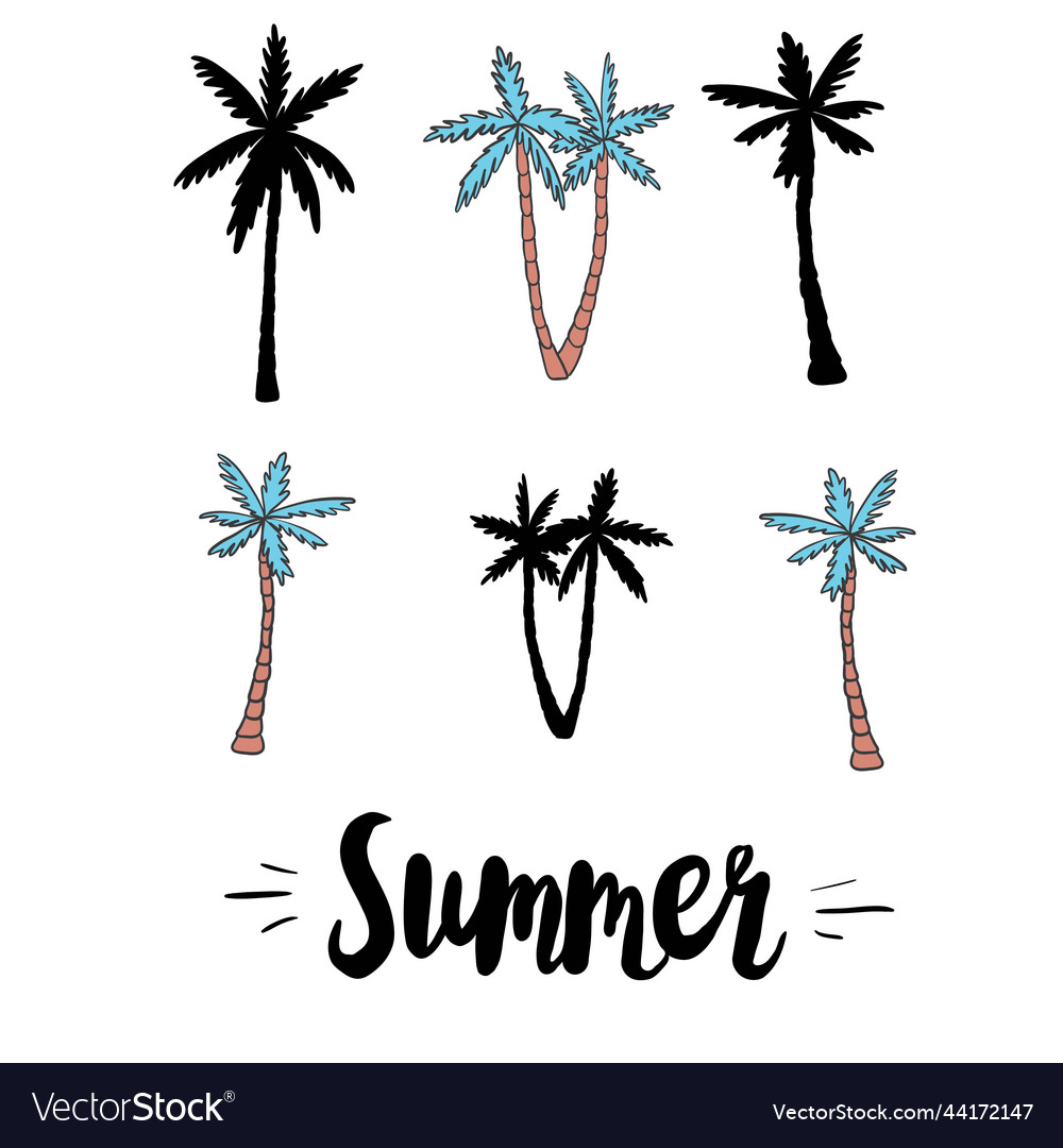 Palm trees icons set Royalty Free Vector Image Palm trees icons set Royalty Free Vector Image