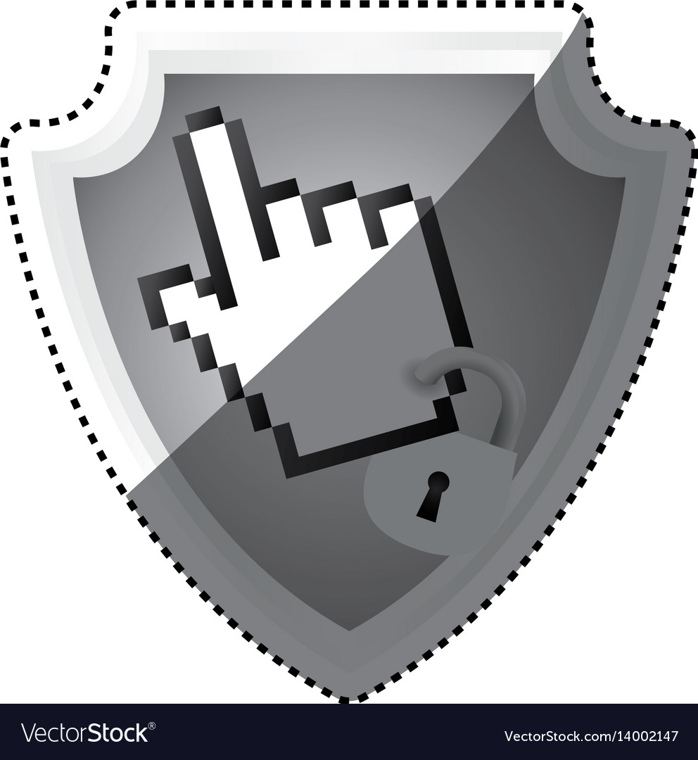 Shield security pointer hand Royalty Free Vector Image