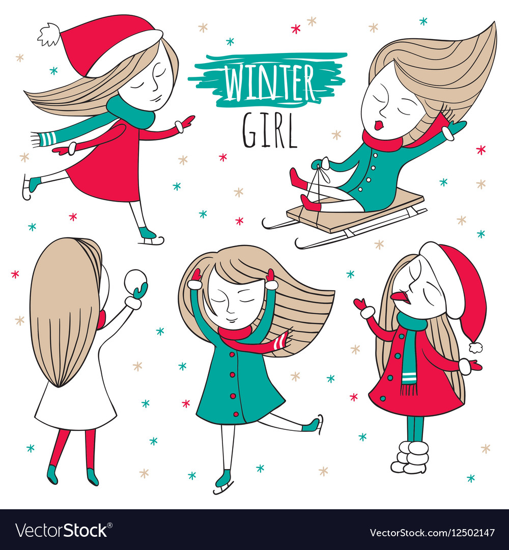 Snow fun set Royalty Free Vector Image - VectorStock