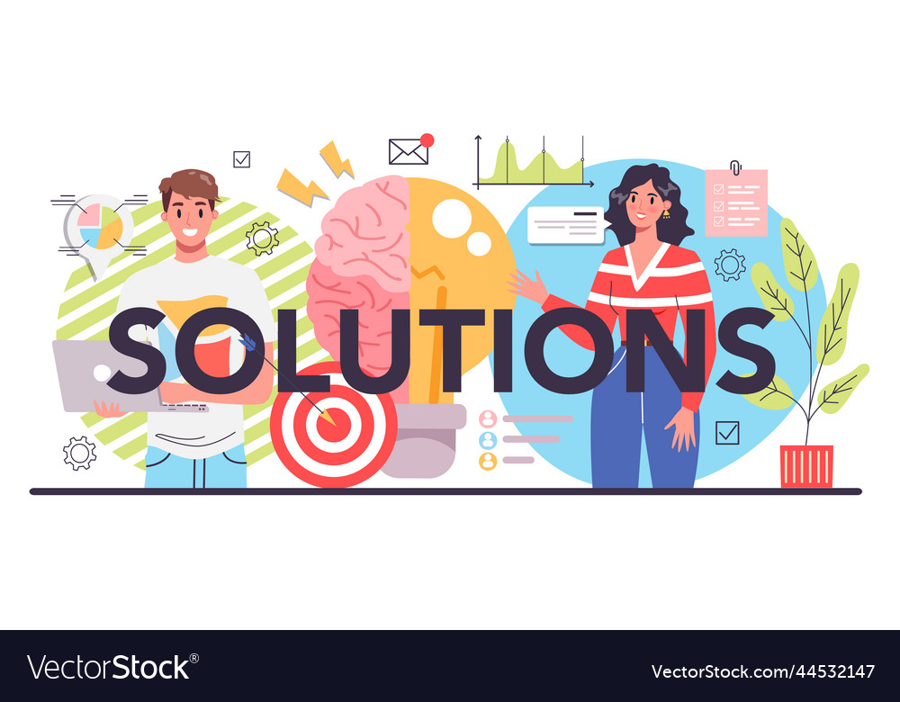 Solutions typographic header solving the problem Vector Image